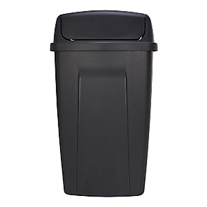 BMHSN 13 Gallon Trash Can, Plastic Swing Top Kitchen Garbage Trash Can, Black