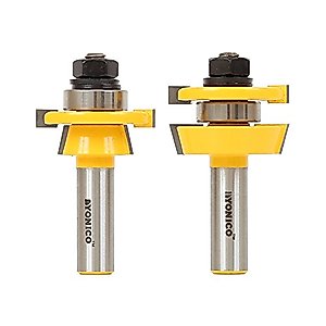 YONICO Cabinet Door Rail and Stile Router Bits Set 2 Bit Shaker 1/2-Inch Shank 12249