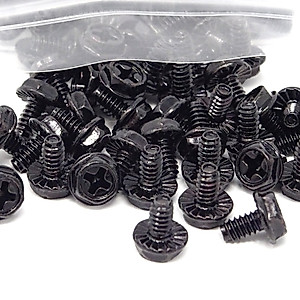 Honbay 100PCS 6#-32x6 Hex Phillips Head Replacement PC Computer Case Mounting Screws Fastener for Building Repairing and Maintaining Computer Systems (Black Zinc)