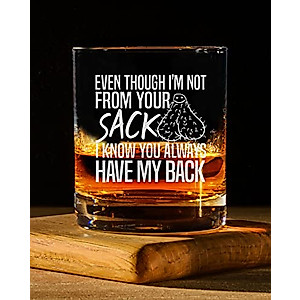 CARVELITA I Know You Always Have My Back Whiskey Glass - 11oz Old Fashion Bourbon Rocks Glass - Bonus Dad Gifts - Step Dad Gifts - Birthday Gifts For Stepdad - Stepdad Gifts - Sarcastic Gifts