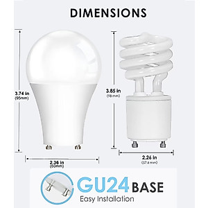 GU24 LED Light Bulb 100W Equivalent,9W 2 Prong Light Bulbs, 2700K Warm White 1,100 Lumens, A19 Shape Bulbs, GU24 Twist Lock Base Non-dimmable(4-Pack)