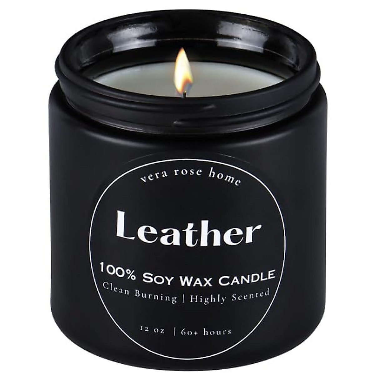 Scented Candles for Men | Leather Scented Candles | Soy Candles for Home Scented | Candle Gift for Men | Vanilla Candle in Black Jar Candle | Mens Scented Candles for Home Non Toxic 12oz 60+ Hours