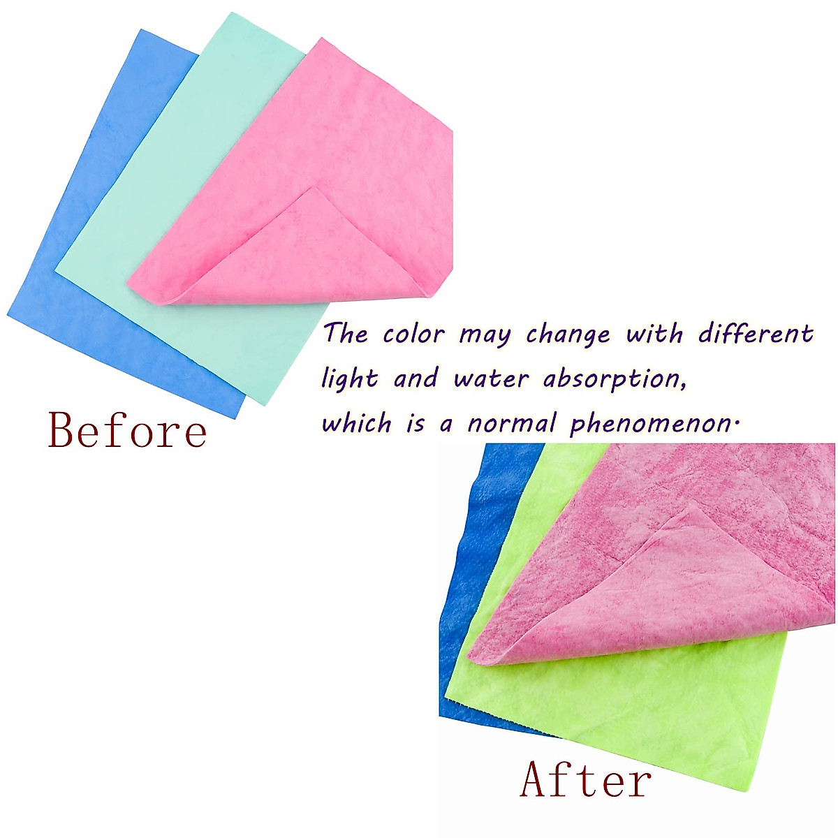 Ilets 3 Colors a Pack Absorbent Chammy Cloths - Stamp & Glass Cleaner - Easy to Use - 6x8 inch