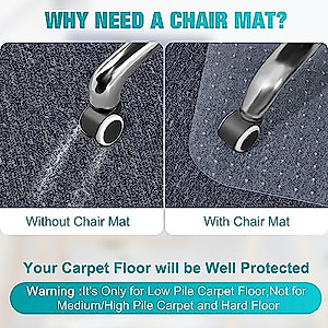 BesWin Office Chair Mat for Carpeted Floors, 36" X 48" Transparent Desk Chair Mat for Low Pile Carpets, Plastic Floor Mat for Office Chair on Carpet for Work, Home, Gaming, Easy Glide (Rectangle)
