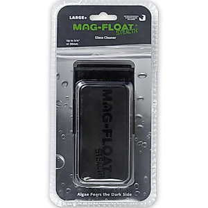 Mag-Float Large + Plus Black Stealth Glass Magnet Aquarium Scraper Cleaner with Blade - Floating Magfloat Magnetic Leaning Tool