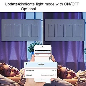 MOES WiFi Smart Light Switch, Single Pole/Multi-Control Association Needs Neutral Wire 2.4GHz Wi-Fi Smart Life/Tuya App Light Switch Works with Alexa and Google Home No Hub Required, 4 Pack White