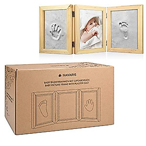 Navaris Baby Handprint and Footprint Kit - Keepsake Set with Frame and Clay for Casting Babies Hand and Foot Prints - Ideal for Newborn Boys and Girls
