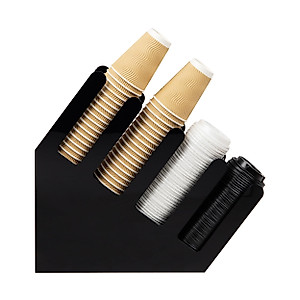 Mind Reader Fancy Cup and Lid Holder, 4 Compartment, Black Acrylic