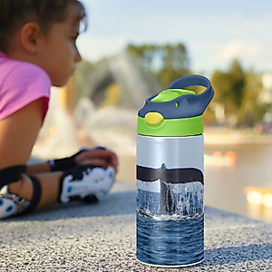 Kigai 12 oz Humpback Whales Kids Water Bottle,Insulated Stainless Steel Water Bottle with Straw Lid Double Walled Leakproof Flask for School Toddlers Girls Boys