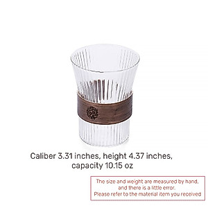 YHJJ 1PCS Drinking Glass 10.15oz Iced Coffee Cup Beer Smoothie Whiskey Cocktail Glass Juice Glass Cocktail glass Vintage glassware glass with wooden rings