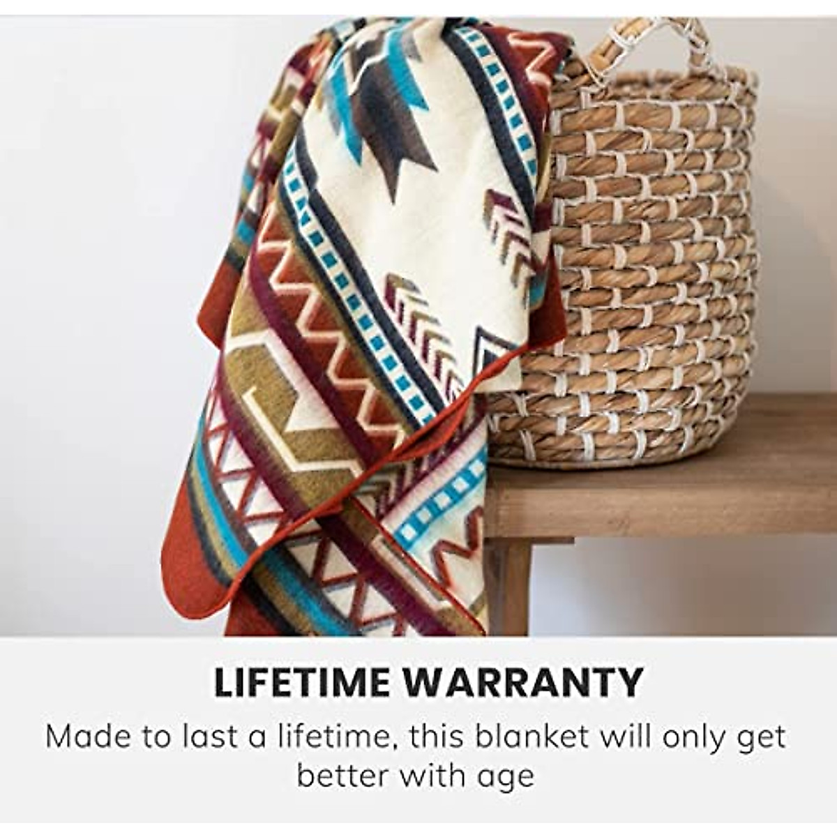 Ecuadane Large Southwestern Woven Blanket, Crafted in Ecuador by Local Artists, Queen Size - 93" x 82" - Antisana Earth