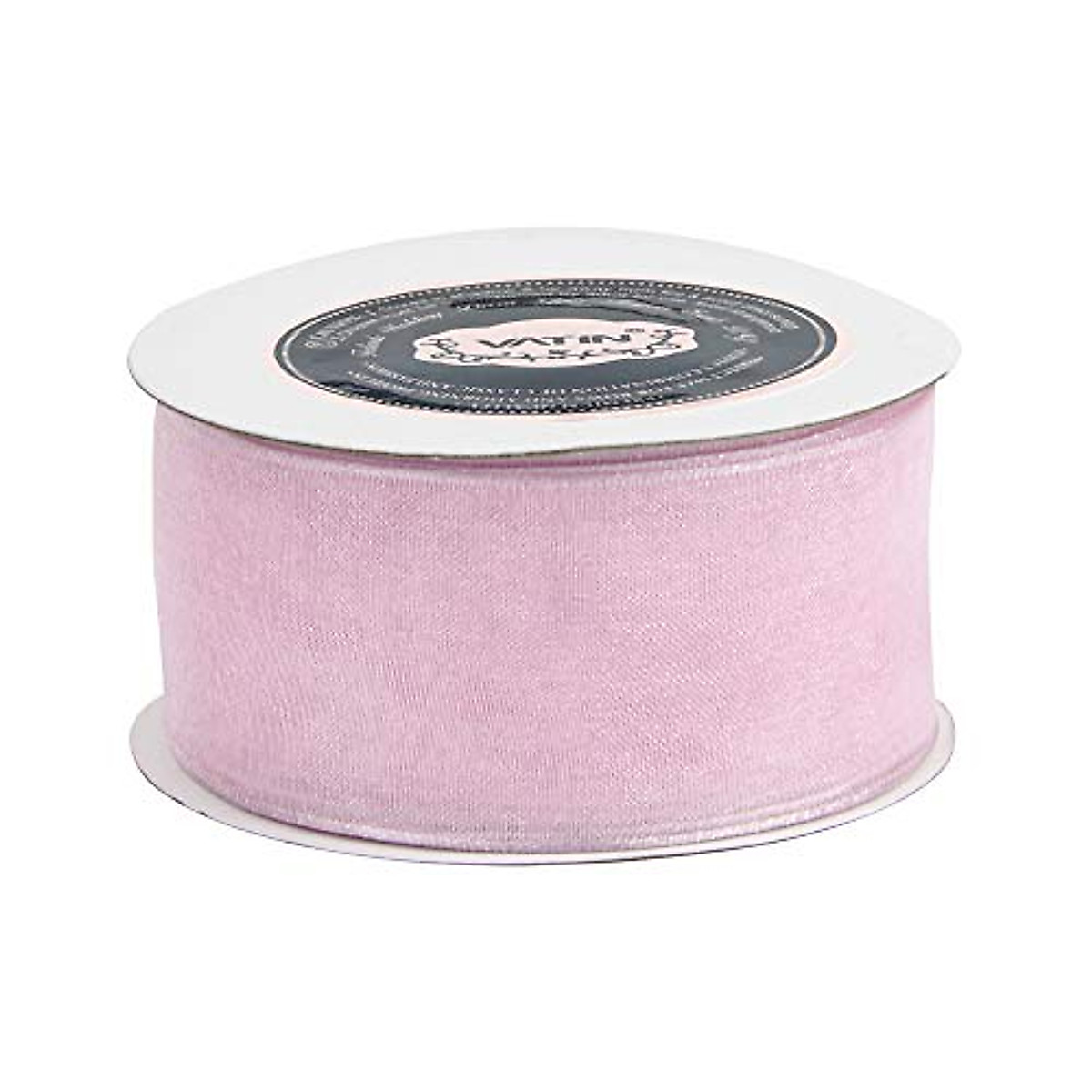 VATIN Christmas Ribbon Sheer Organza Wired Ribbon 1-1/2 inch 25 Yards ( 75Ft ) -Light Pink/Baby Pink ,Perfect for Making Bows and Wreaths