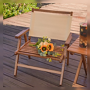 JIKUGO Bamboo Folding Chair Camping Comfy Camping Chair Small Patio Furniture(Original Wood Colour)