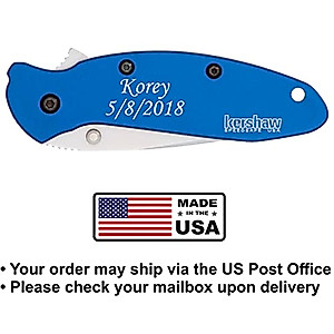 Palmetto Wood Shop Personalized Engraving on 1620NB Scallion Pocket Knife, Aluminum Navy Blue Handle