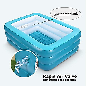 Inflatable Pools, Kiddie Pools, Inflatable Family Swim Play Center Pool with Soft Floor, 82" & 59" Durable Swimming Pool, Summer Water Fun for Garden or Backyard or Indoor (82Orange&59Green)