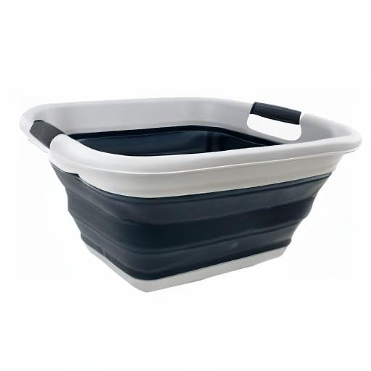 SAMMART 25L (6.6 Gallon) Collapsible Laundry Basket/Tub - Foldable Storage Container/Organizer - Portable Washing Bin - Space Saving Hamper, Water Capacity: 19L (5 Gallon) (Grey/Slate Grey)