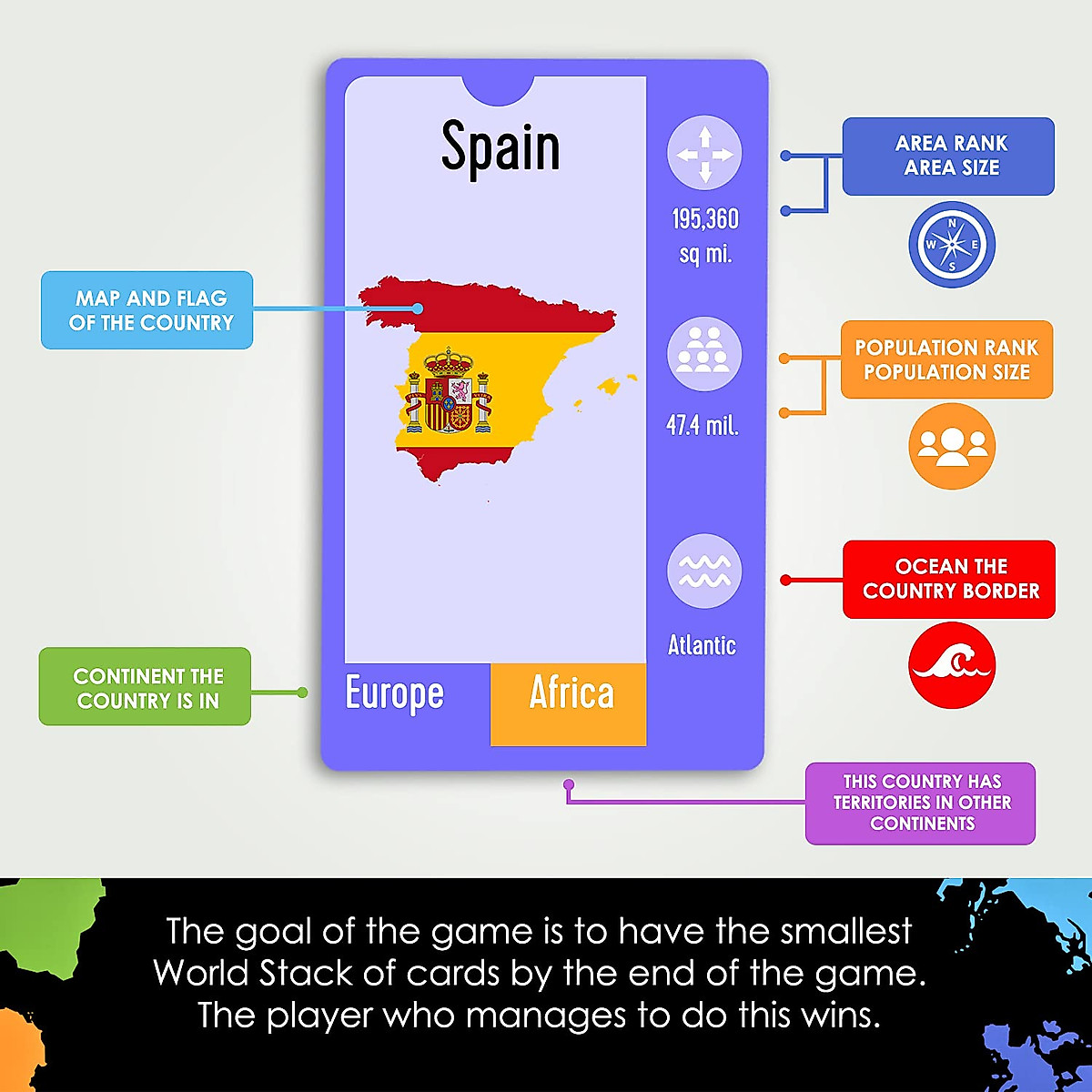 Sweep the World Card Game – Interactive Geography Game with All Countries of The World – Educational, Competitive & Fun Game for Kids, Teens & All Ages - Learning Game for The Whole Family