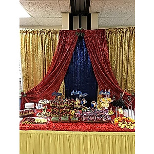 JYFLZQ Gold and Burgundy Sequin Backdrop Curtains 4 Set Glitter Photo Booth Backdrop for Photoshoot Photography Sparkly Shimmer Background for Parties Wedding