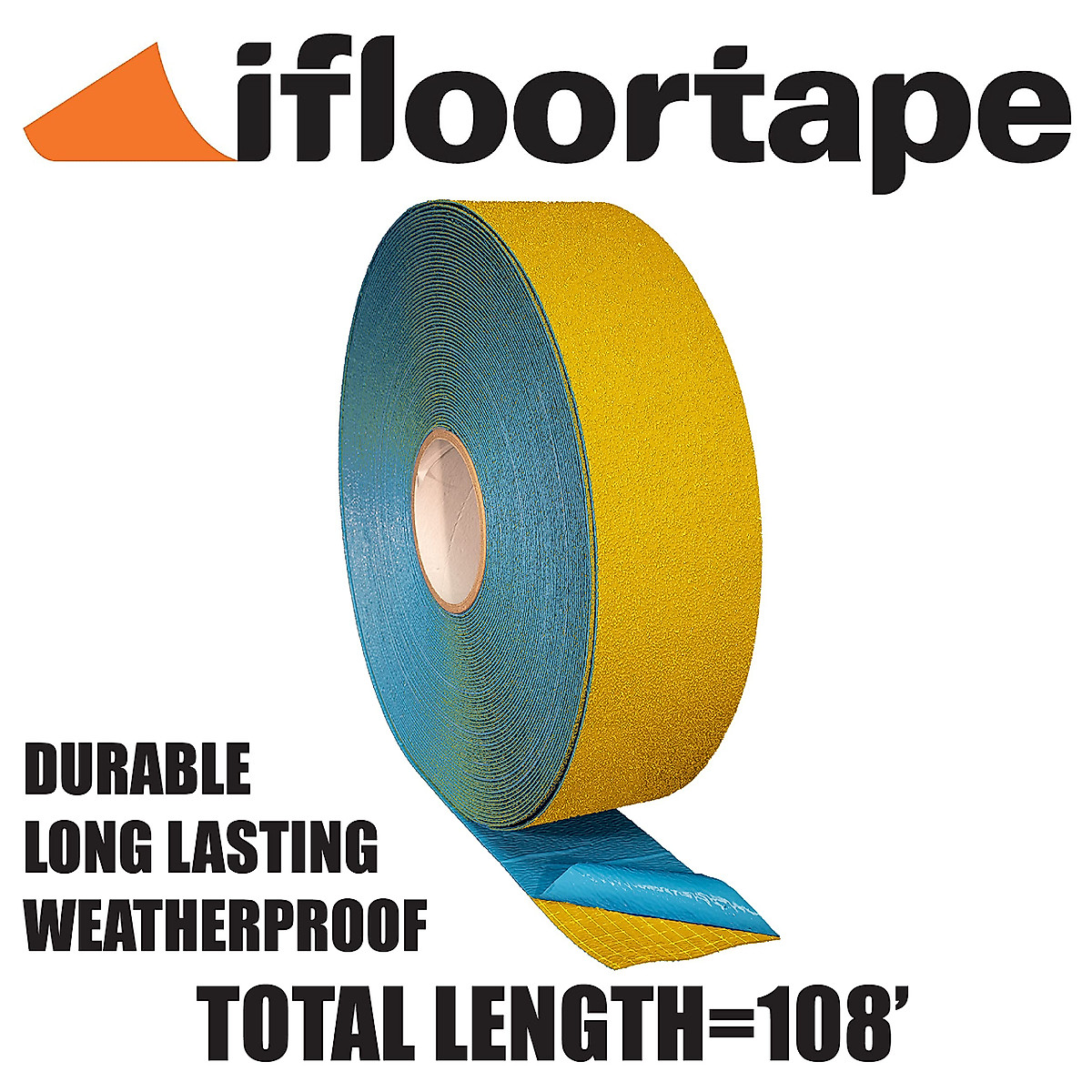 DuraMark RPT-750 Pavement Marking Tape - Reflective Slip Resistant Durable Outdoor Heavy Duty Rubber Base Tape, Bast Certified (Yellow, 3 Inch x 108 Feet)