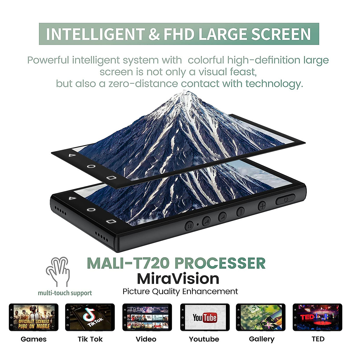 4.3" MP3 Player with Bluetooth and WiFi, Android Streaming Music Player with Spotify, Portable HiFi Sound Walkman Digital Audio Player with Speaker,Mp4 Player with Play,Support APP Download