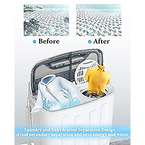 Cirstore Portable Washing Machine Double Bathtub 12.4 Lbs Compact Mini Washer and Dryer Combo with Timer Control,Clothes Washing Machine for Apartment Dorm RV Camping