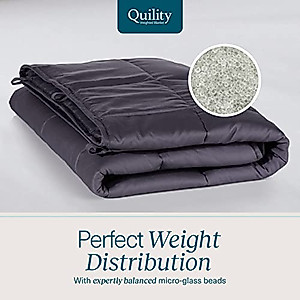 Quility Weighted Blanket for Adults - 20 LB Queen Size Heavy Blanket for Cooling & Heating - 100% Cotton Big Blanket w/Glass Beads, Machine Washable Blankets - 60"x80", Navy
