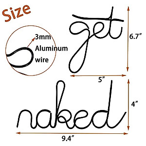 Bathroom Decor Wall Art Get Naked Sign Decor Funny Home Decor Metal Letters Art Wedding Bridal Gift(Black）
