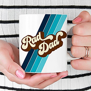 Rad Dad Retro Coffee Mug, Father Cup from Kids, Daughter, Son, Wife (11oz)