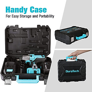 DURATECH 20V 1/2 Inch Cordless Impact Wrench, 600 Ft-Lbs, Brushless Motor, 5 Settings, Fast Charge 4.0Ah Li-ion Battery, Sockets Included