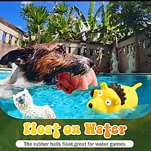 Liliful 9 Pcs Squeak Latex Dog Toys Soft Rubber Dog Chew Toy Grunting Pig Dog Toy Squeaker Dog Puppy Chew Toy Fetch Play Animal Ball Toy Cute Funny Latex Dog Balls for Small Puppy and Medium Pets Dogs