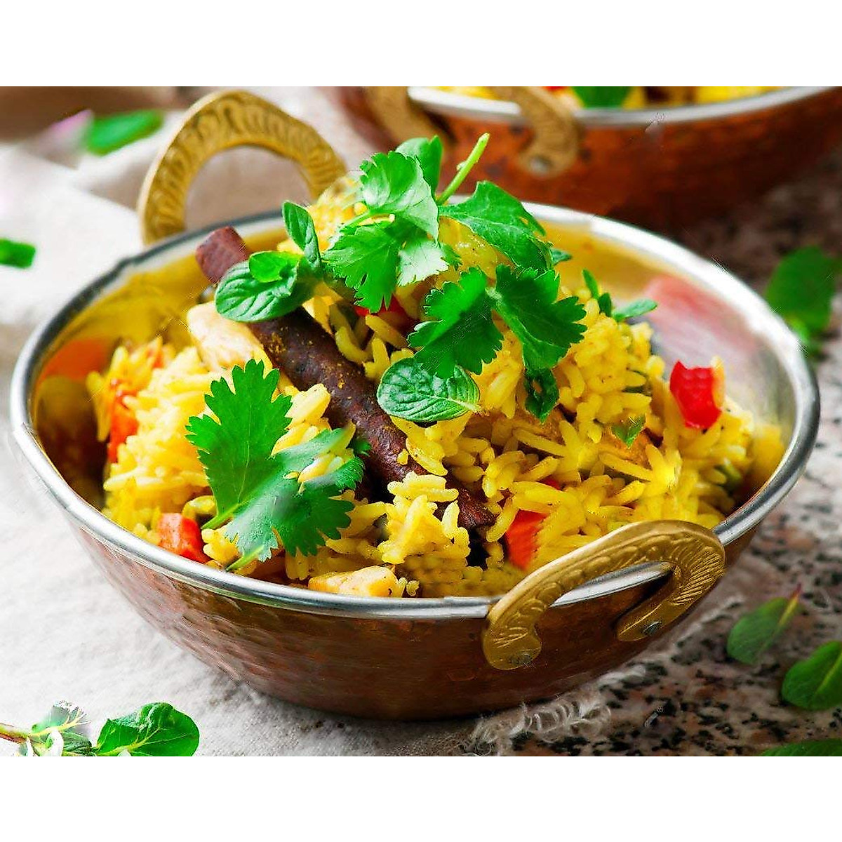 SKAVIJ Hammered Style Heat Insulated Bowl Set Copper Stainless Steel Serving Karahi (17 Ounce, Pack of 2)