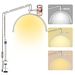 Yofuly Lash Light for Eyelash Extensions, LED Lash Lamp with Phone Holder, Esthetician Light Half Moon Desk Lamp for Nails, Tattoo