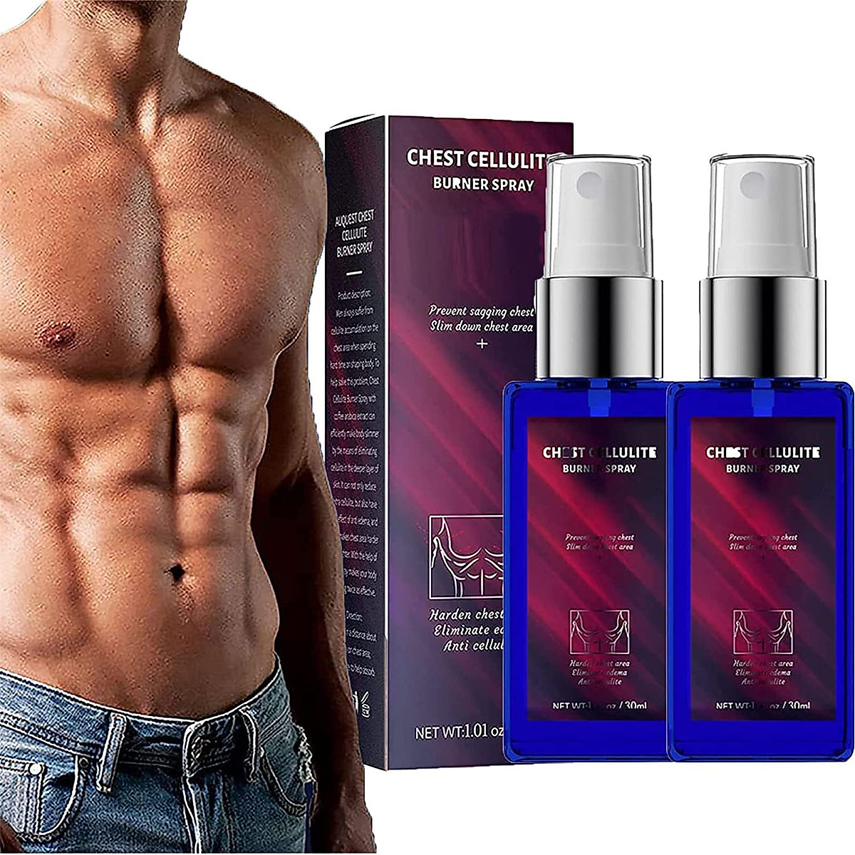 DUBUSH Gynecomastia Bust Firming Spray,Men's Boobs Fat Loss Spray,Men's Instant Belly Firming & Anti-Cellulite Spray,Chest Fat Reduction Spray for Men