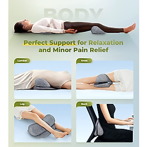 6-IN-1 Adjustable Cervical Neck Pillows for Pain Relief Sleeping, Memory Foam Bolster Pillows with Detachable Pad, Neck Support Pillow for Body Lumbar Knee Leg Back Orthopedic Neck Roll (Grey)