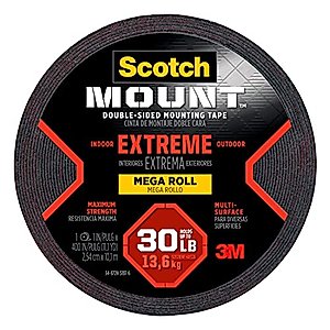 Scotch-Mount Extreme Double-Sided Mounting Tape Mega Roll 414H-Long-DC, 1 in x 400 in