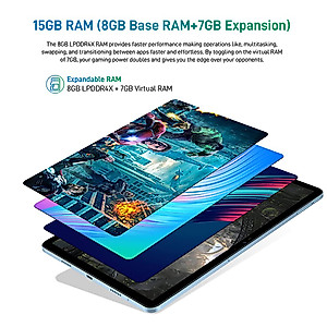 DOOGEE T20 Tablet 2023, 2K Display 10.4 Inch Android 12 Tablets, Octa-Core 15GB+256GB, 2.4G/5G Wi-Fi, 8300mAh Battery, 16MP+8MP, Split Screen, GPS, OTG, Hi-Res Audio＆TÜV Rheinland Certified, Blue