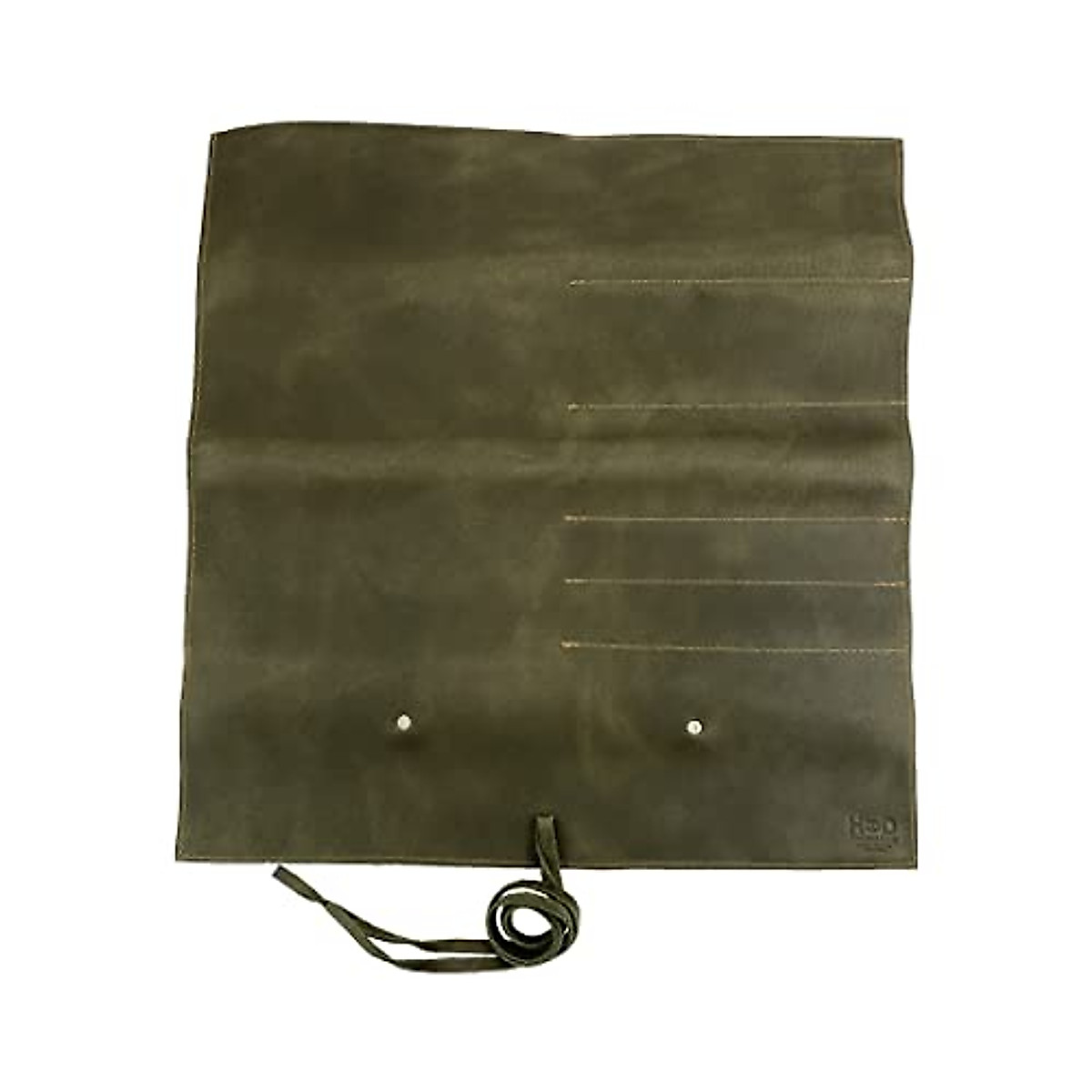 Hide & Drink, Rustic Full Grain Leather Knife Roll Case (5 pockets), Compact Carry-On Bag for Traveling Chefs & Cooks, Kitchen Tool Storage Organizer, Handmade, Dark Jade