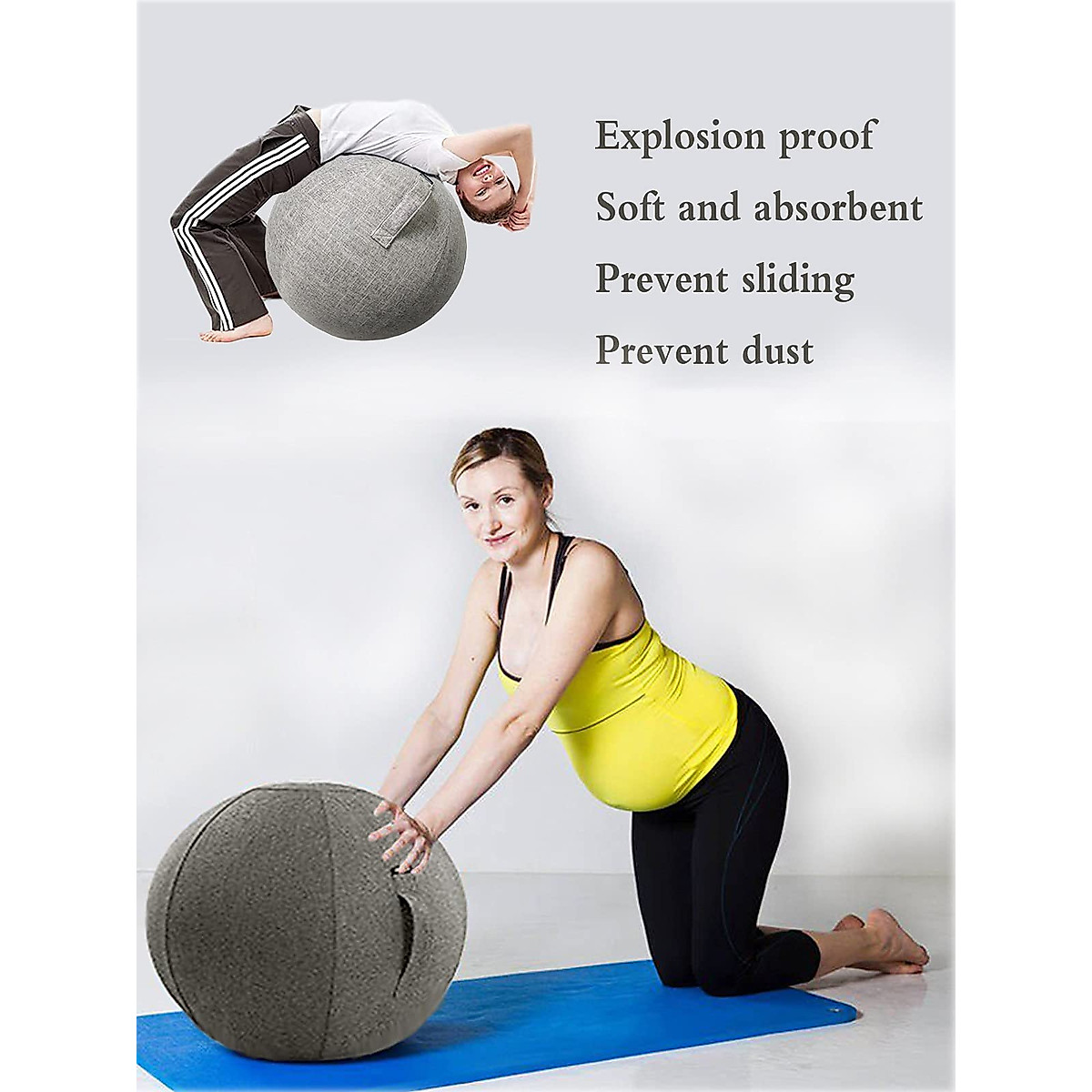 LuiYninhuoJin Exercise Ball Chairs Cover, For Yoga Ball Office Chair, stability Ball, Birth Ball For Pregnancy And Labor, Pilates Ring Office, Dorm, And Home (Does Not Contain The Ball), Gray, 75CM