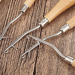 2 Pieces 6.3 Inch Wooden Bent Latch Hook Crochet Needle, Knitting Tool for Rug Making and Art Crafts