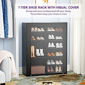 LVNIUS Covered Shoe Rack Shoes and Boot Organizer Cabinet 7-Tier 20 Pairs, Large Shoe Shelf Shoe Closet,Sturdy Closed Shoe Stand Holders for Garage Bedroom,Zapateras Organizer for Shoes
