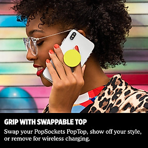 ​​​​PopSockets Phone Grip with Expanding Kickstand, Solid PopGrip - Neon Yellow