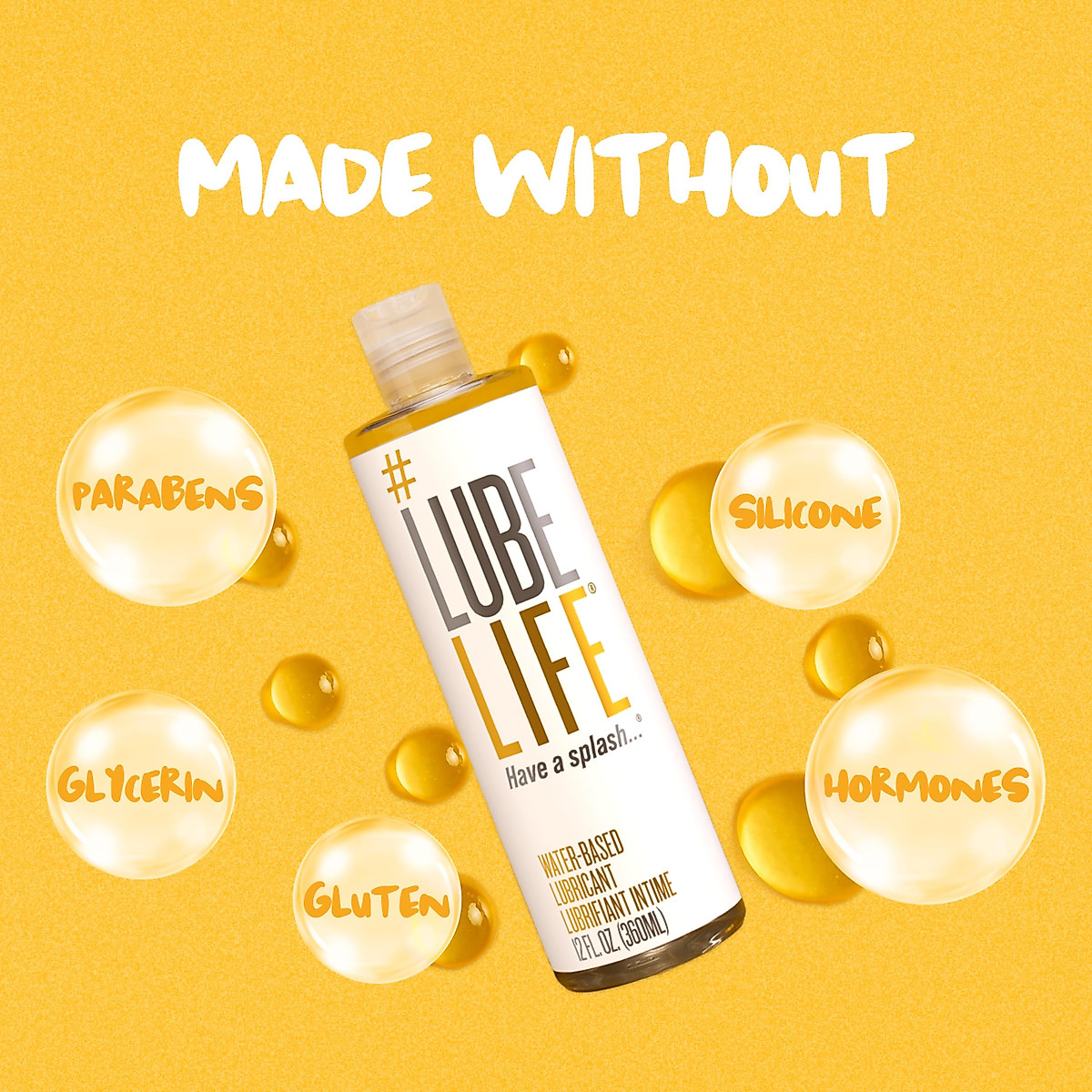 Lube Life Water-Based Personal Lubricant, Lube for Men, Women and Couples, Non-Staining, 12 Fl Oz