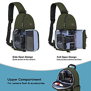 MOSISO Camera Sling Bag, DSLR/SLR/Mirrorless Camera Case Shockproof Photography Camera Backpack with Tripod Holder & Removable Modular Inserts Compatible with Canon/Nikon/Sony/Fuji, Army Green