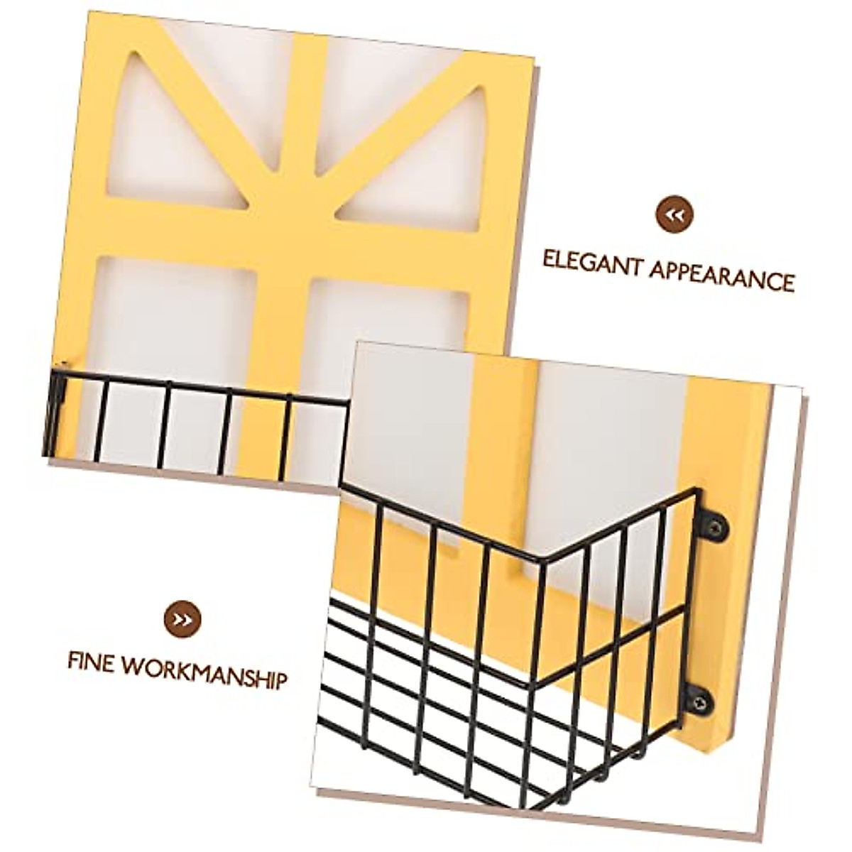 HOMSFOU Holder Design Storage Caddy Bin Wall Bathroom Wire Pot Shampoo Kitchen Home Versatile Hanging Action Farmhouse Rack Shelves Yellow Iron Simple Shelf Floating Multi-functional