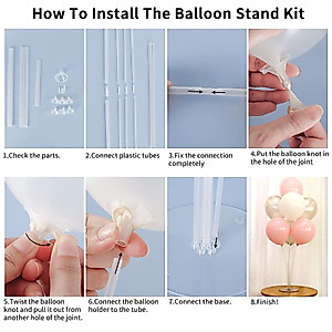 RUBFAC 7 Sets Balloon Stand Kits, Clear Balloon Holder for Table Including Glue, Tie Tool, Flower Clips, Balloon Sticks with Base for Birthday Wedding Party Centerpiece Table Decorations