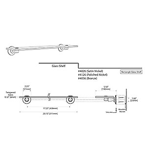 Gatco 4026 Tavern Glass Shelf, Satin Nickel