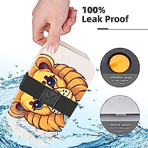 Cartoon Cute Little Lion Adult Lunch Box, Bento Box, With Cutlery Set Of 3, 2 Compartments, Rectangular, Lunch Box For Adults