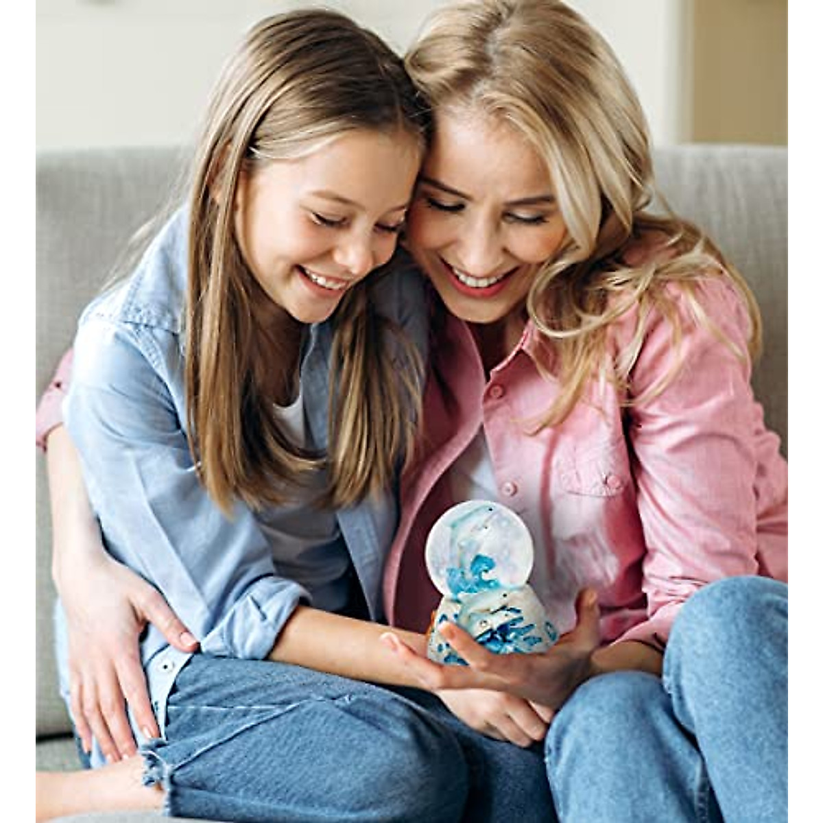 COTA Global Dolphin Stone Snow Globe - Sparkly Water Globe Figurine with Sparkling Glitter, Collectible Novelty Ornament for Home Decor, for Birthdays, Christmas, and Valentine's Day