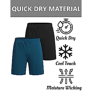 COOFANDY Mens Athletic Shorts Quick Dry Workout Shorts Bodybuilding Pants Training Running Weightlifting Jogger with Pocket Black/Blue