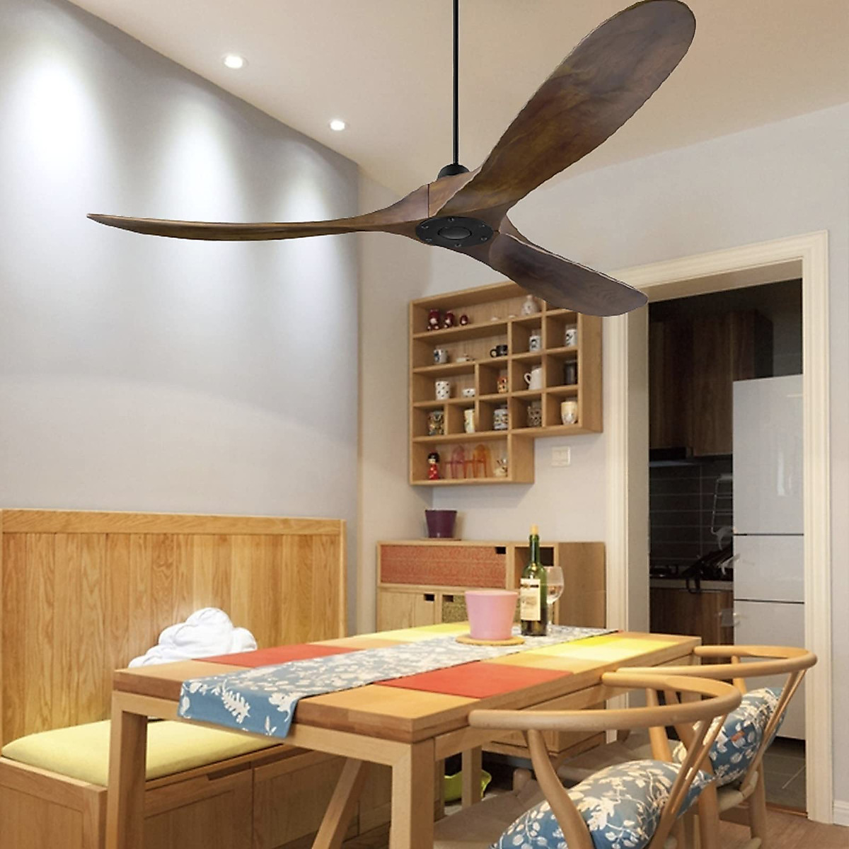 XCWIIE 60 Inch Ceiling Fan Without Lights, Outdoor Ceiling Fan For Patios Waterproof, 3 Blade Ceiling Fan With Remote Control, Indoor Outdoor Ceiling Fan With Reversible Dc Quiet Energy Saving Motor